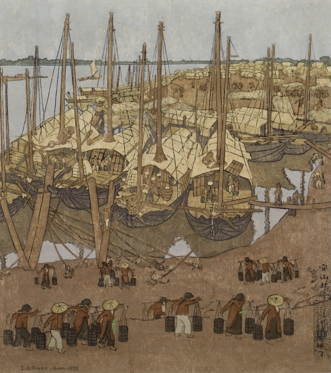 Do Duc Thuan «port Sur Le Fleuve Rouge Ou Une Estampe Et Puis Sen Va